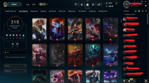 318 Kostüm 500+ Level 130K+ mavi öz 1500+RP master elo dia2 Hesap sltr ...